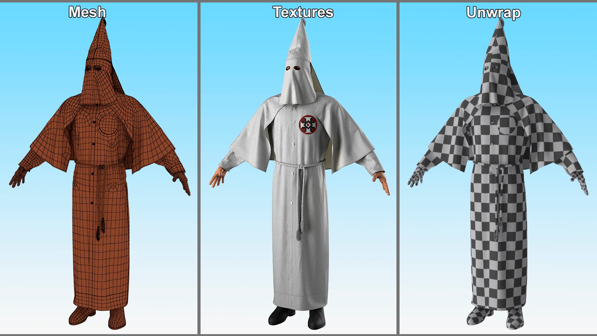 Character Ku Klux Klan In White Robe And Mask 3D - TurboSquid 2347178