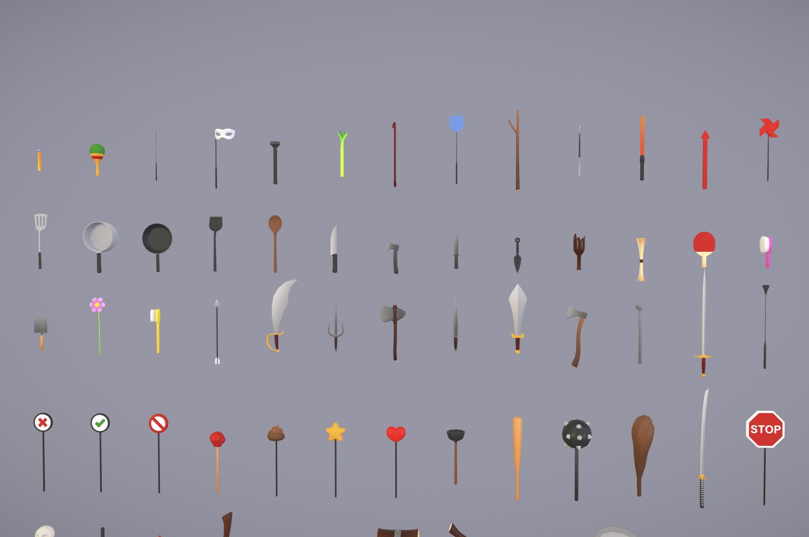 Pack009 Melee Weapons And Tools Pack 1 3D - TurboSquid 2087316