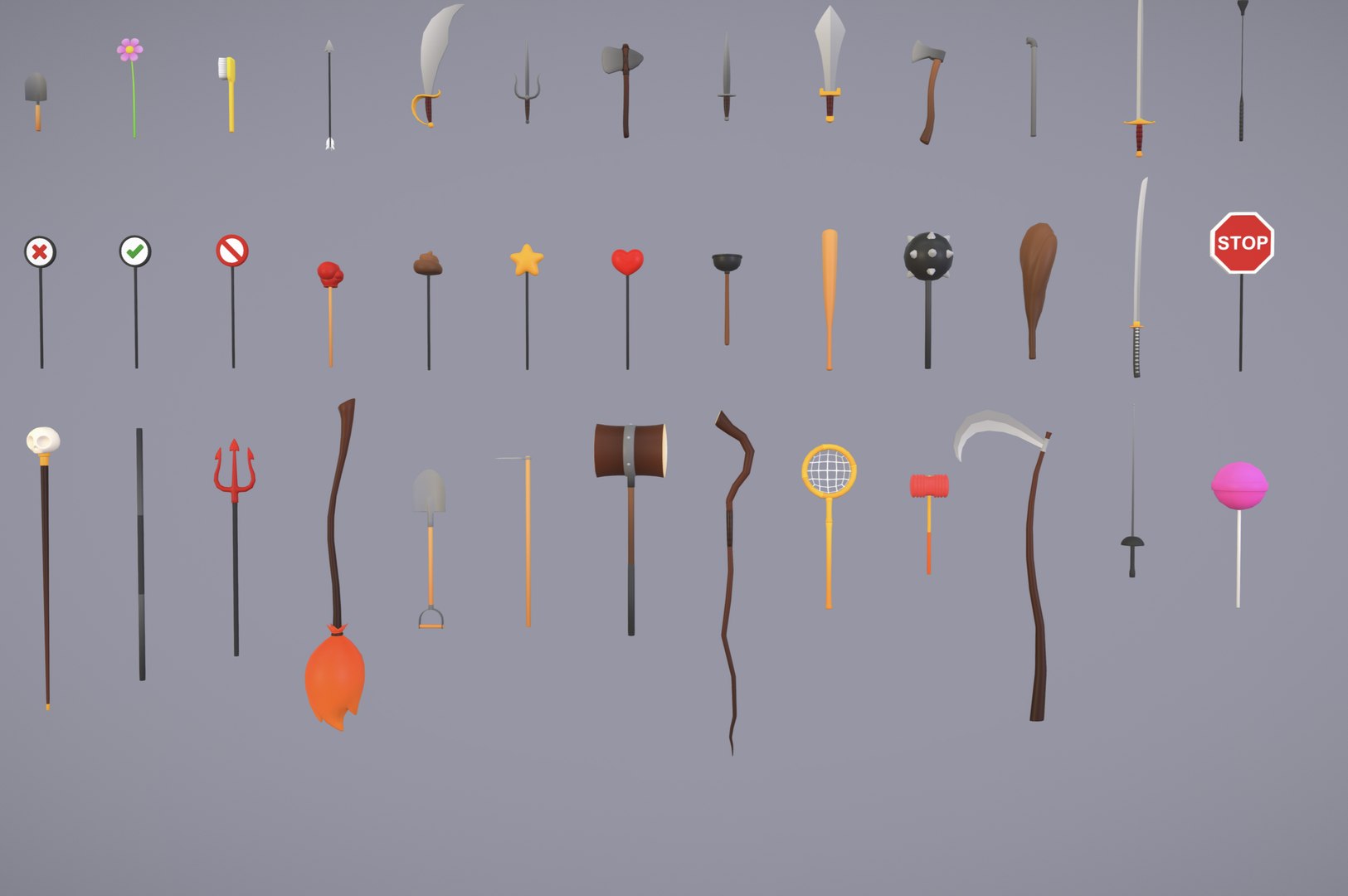 Pack009 Melee Weapons And Tools Pack 1 3D - TurboSquid 2087316