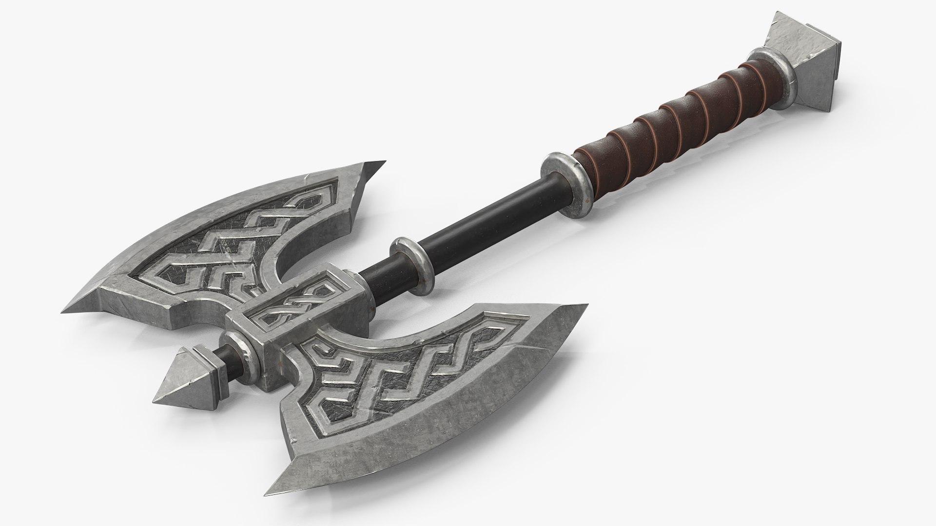 3D Model Double Bladed Battle Steel Axe - TurboSquid 2389965