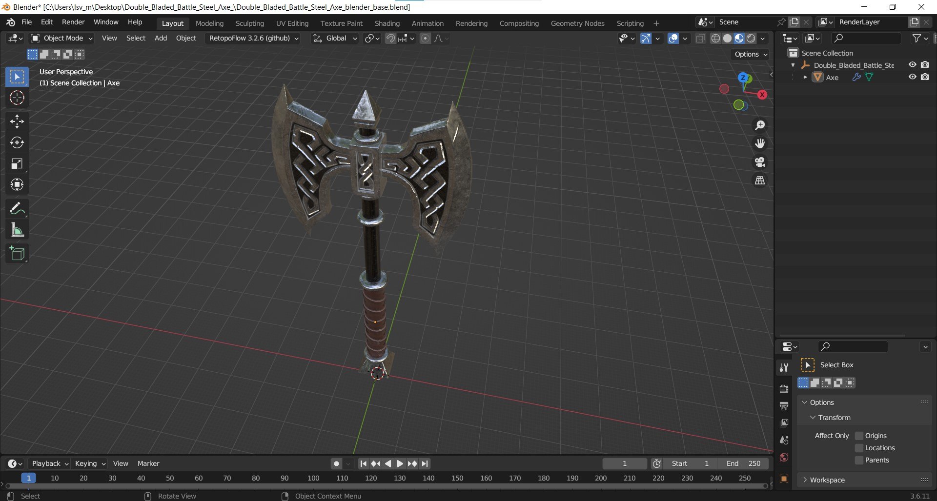 3D Model Double Bladed Battle Steel Axe - TurboSquid 2389965