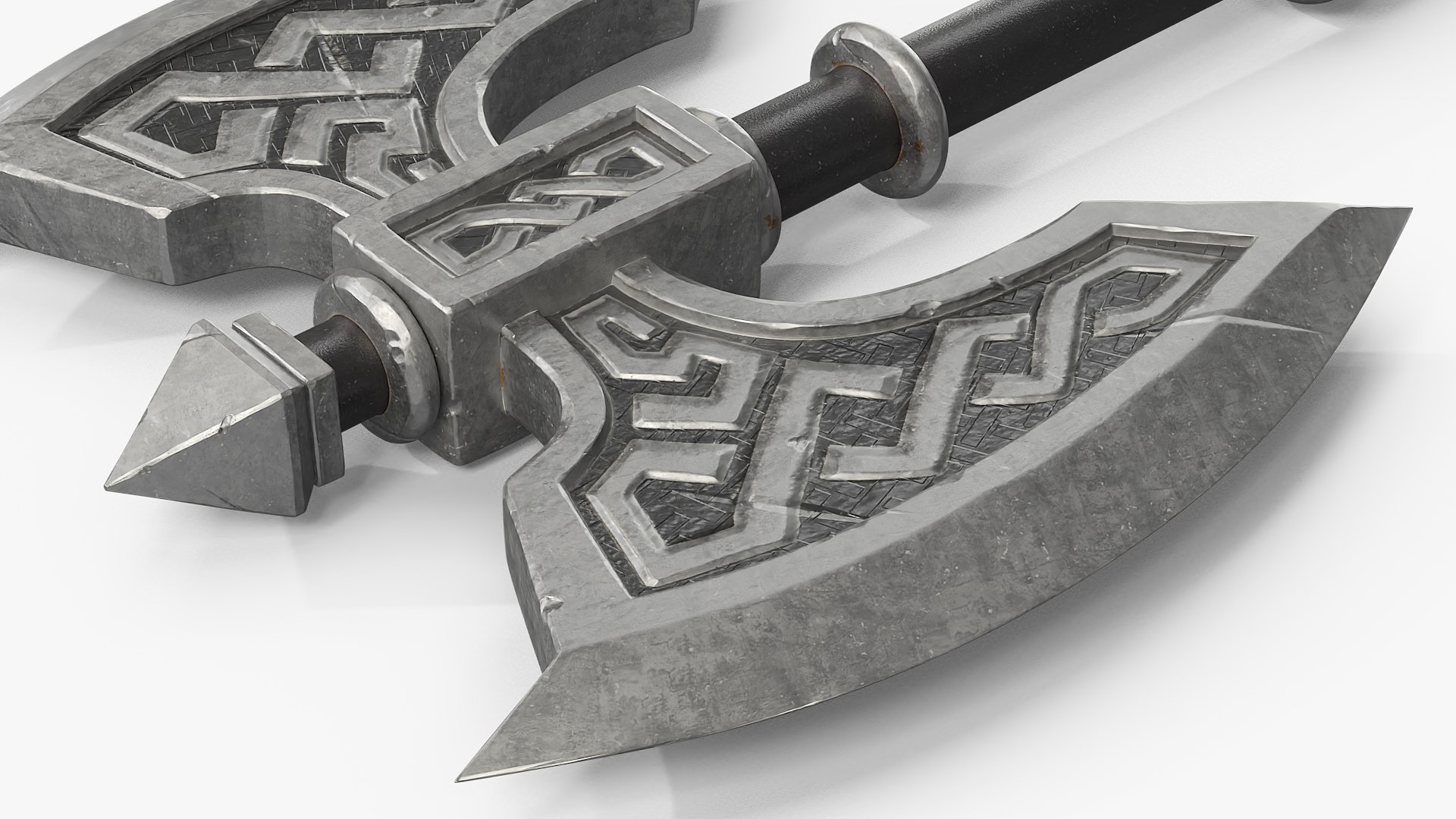 3D Model Double Bladed Battle Steel Axe - TurboSquid 2389965