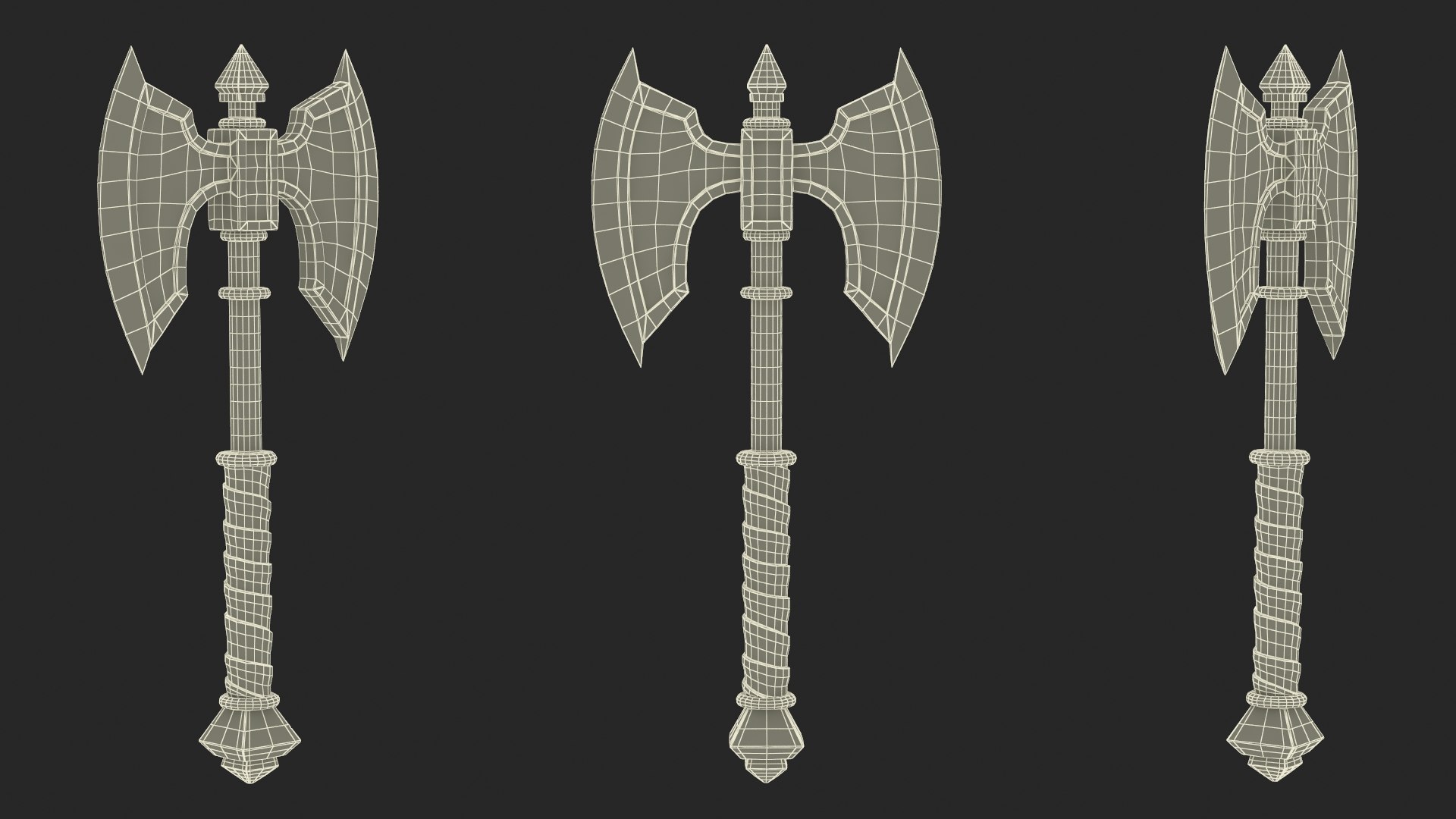 3D Model Double Bladed Battle Steel Axe - TurboSquid 2389965