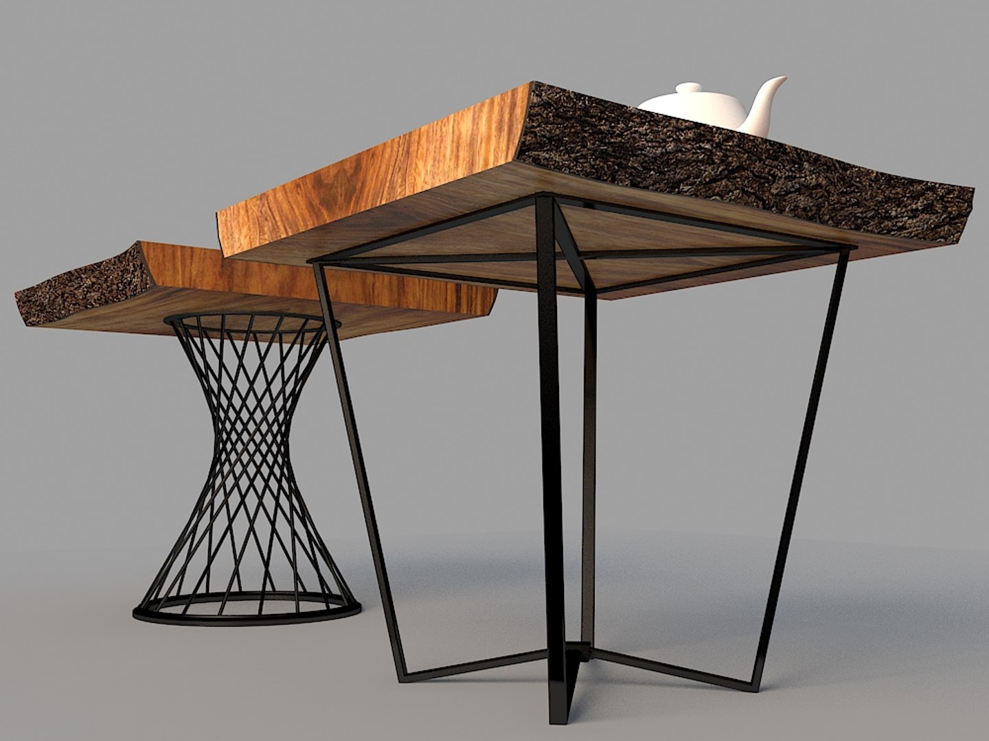 Wood Log Table 3d Model