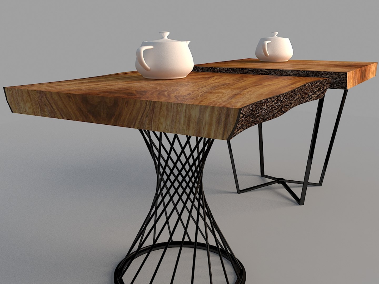 Wood Log Table 3d Model