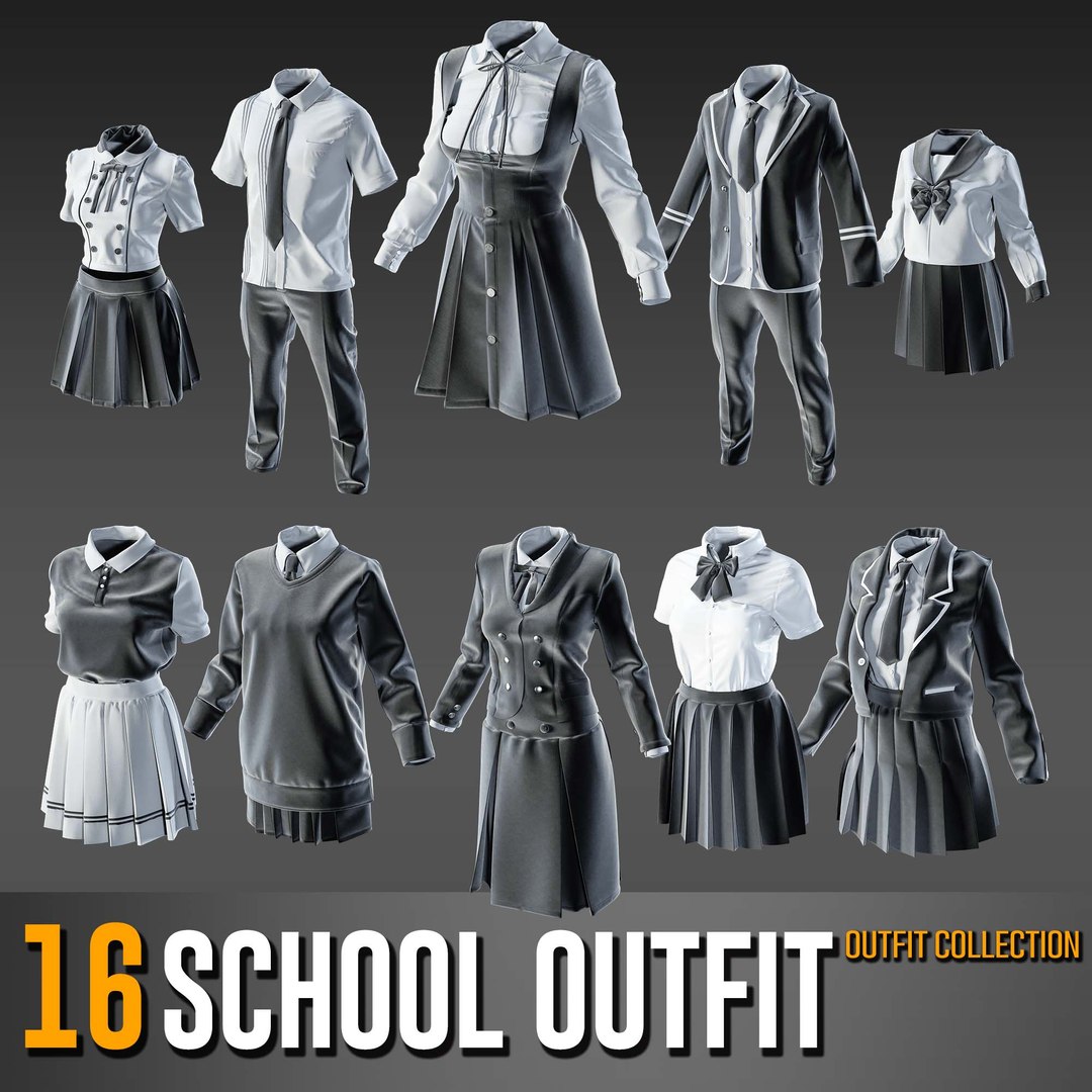16 School Outfit Collection- VOL 09 3D Model - TurboSquid 2243102