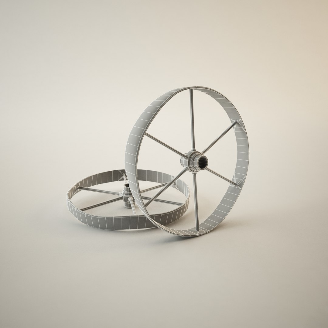 3d model antique rusted wheel