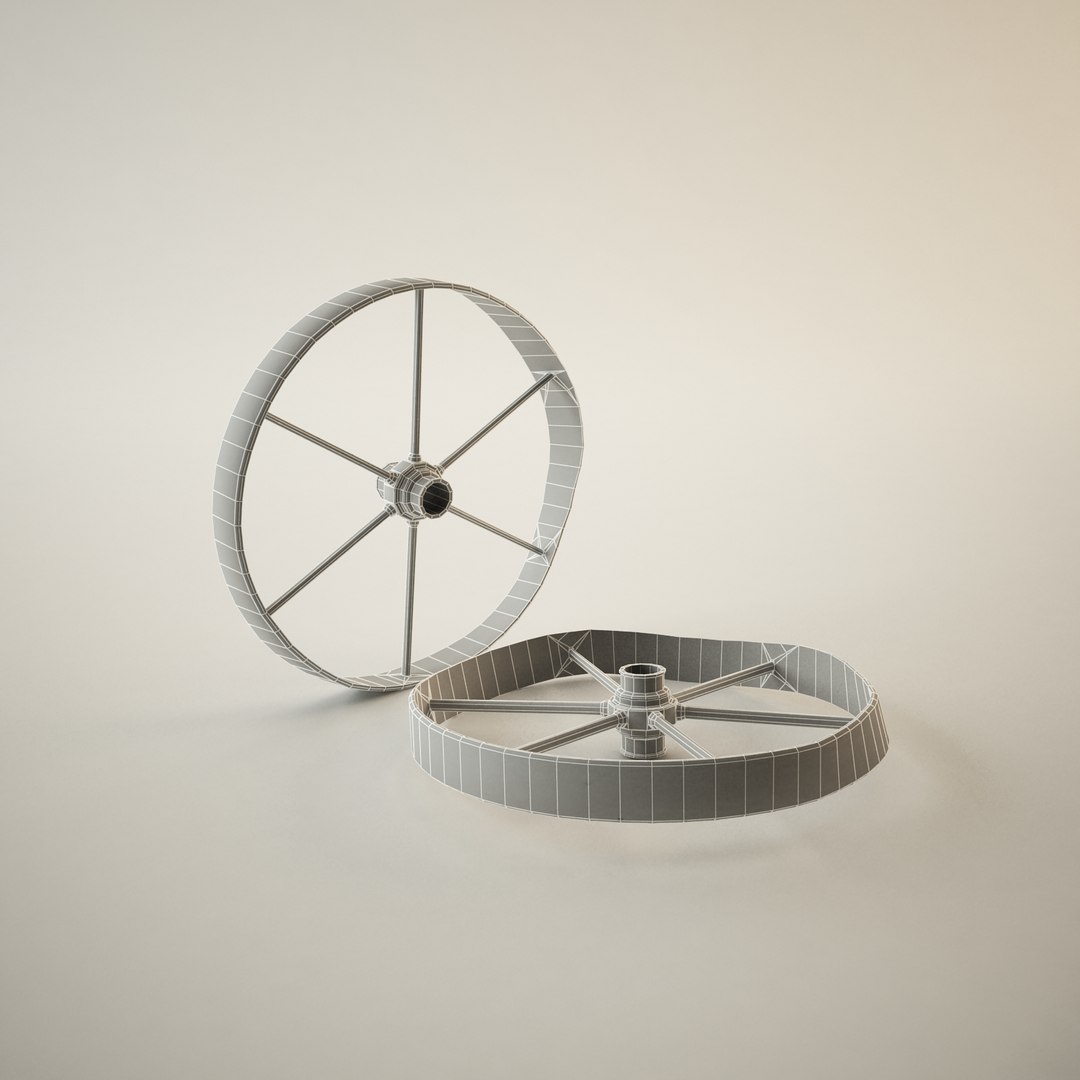 3d model antique rusted wheel