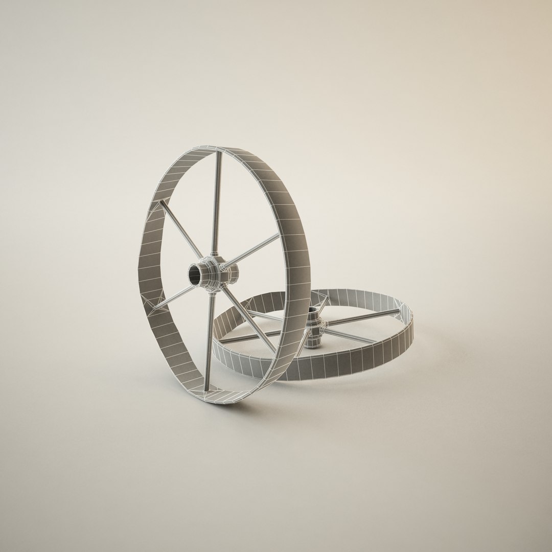 3d model antique rusted wheel