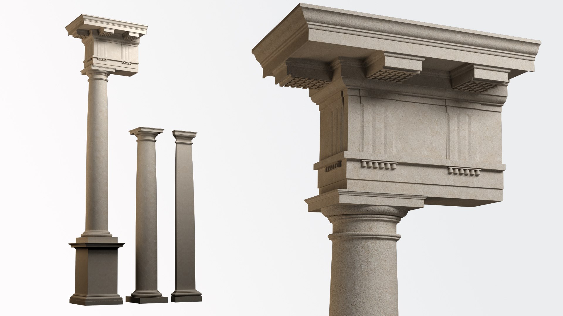 Doric Mutulary Column Pedestal Doric Order Vignola 3D Model - TurboSquid 2290175