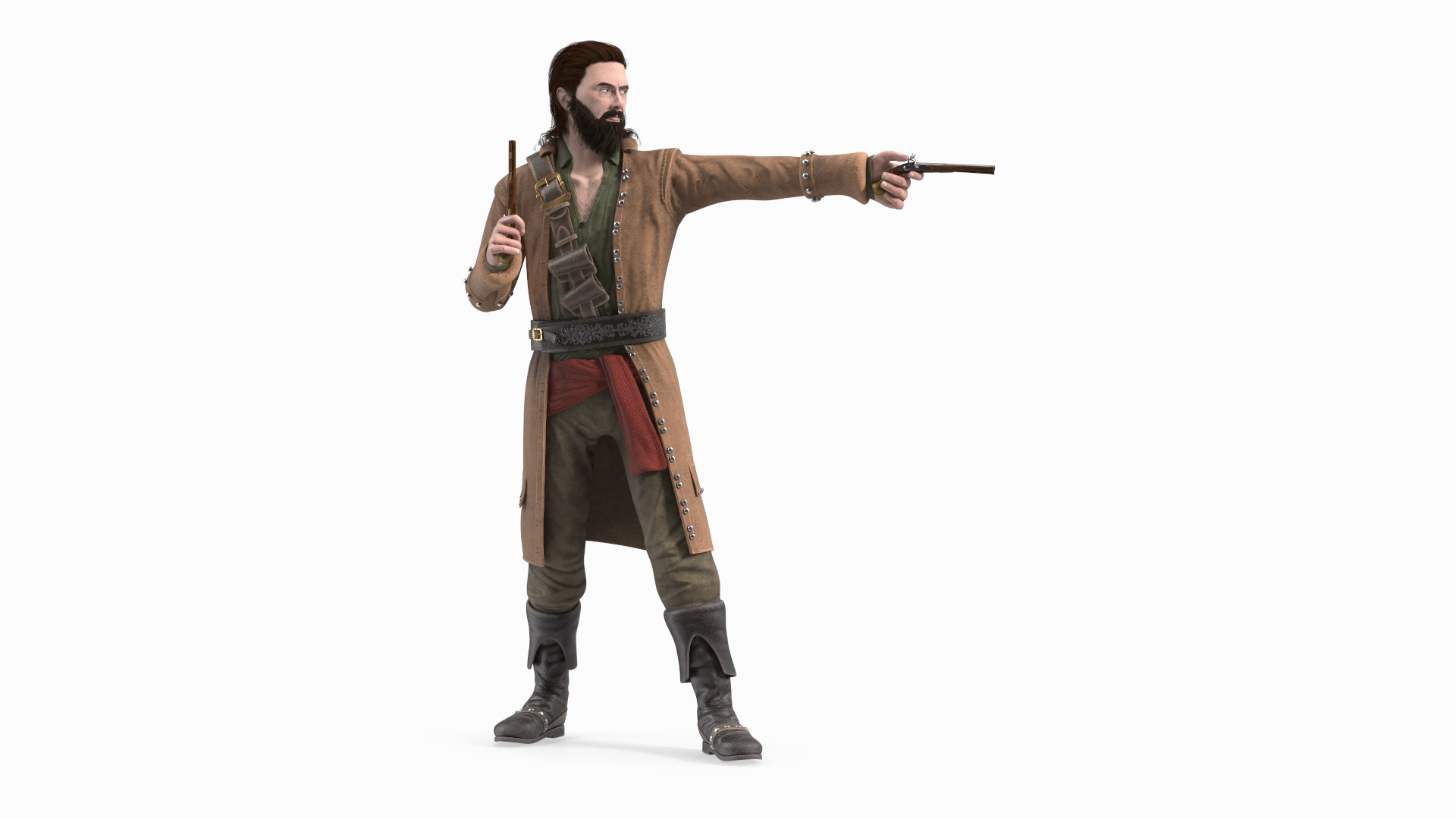 3D Rogue Pirate Man With Pistols Model - TurboSquid 2193415