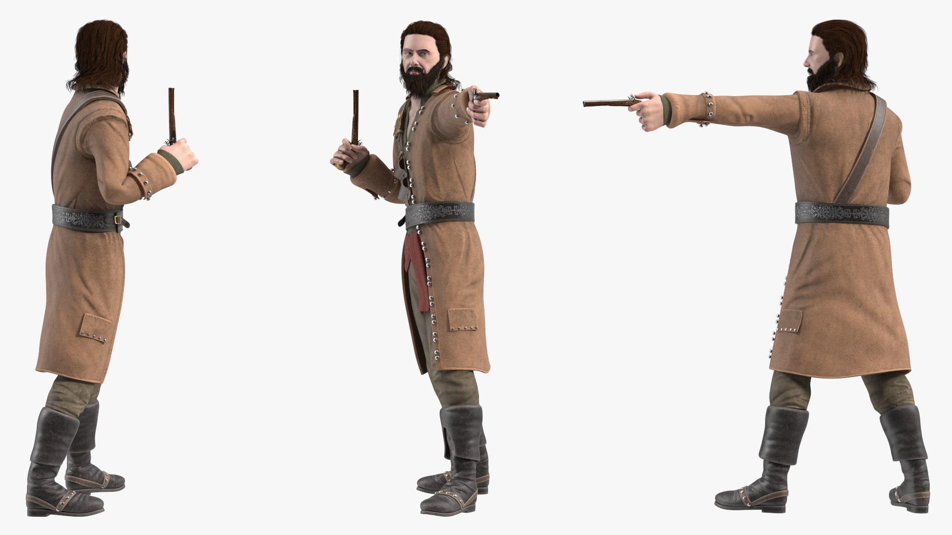 3D Rogue Pirate Man With Pistols Model - TurboSquid 2193415