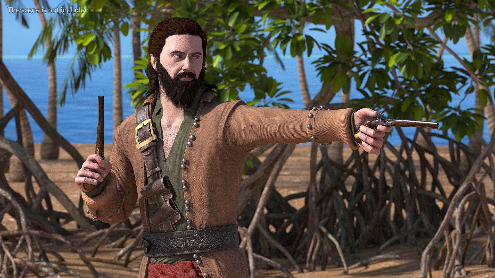 3D Rogue Pirate Man With Pistols Model - TurboSquid 2193415