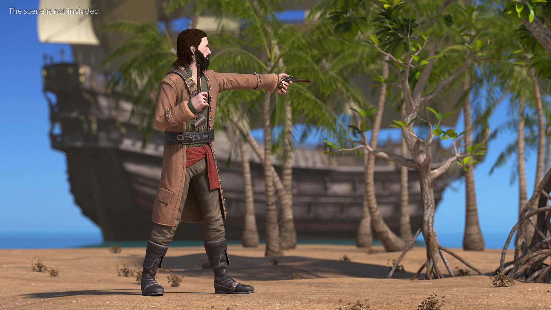 3D Rogue Pirate Man With Pistols Model - TurboSquid 2193415