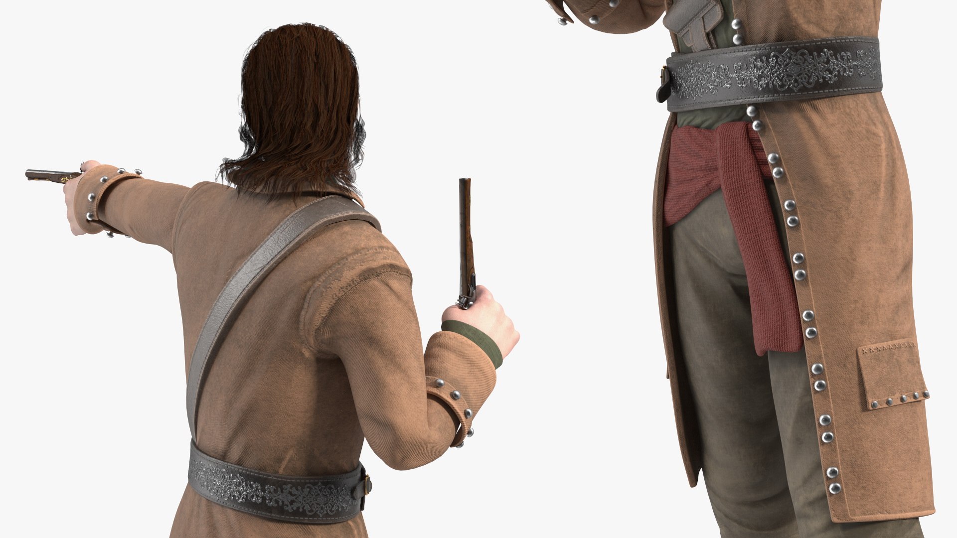 3D Rogue Pirate Man With Pistols Model - TurboSquid 2193415