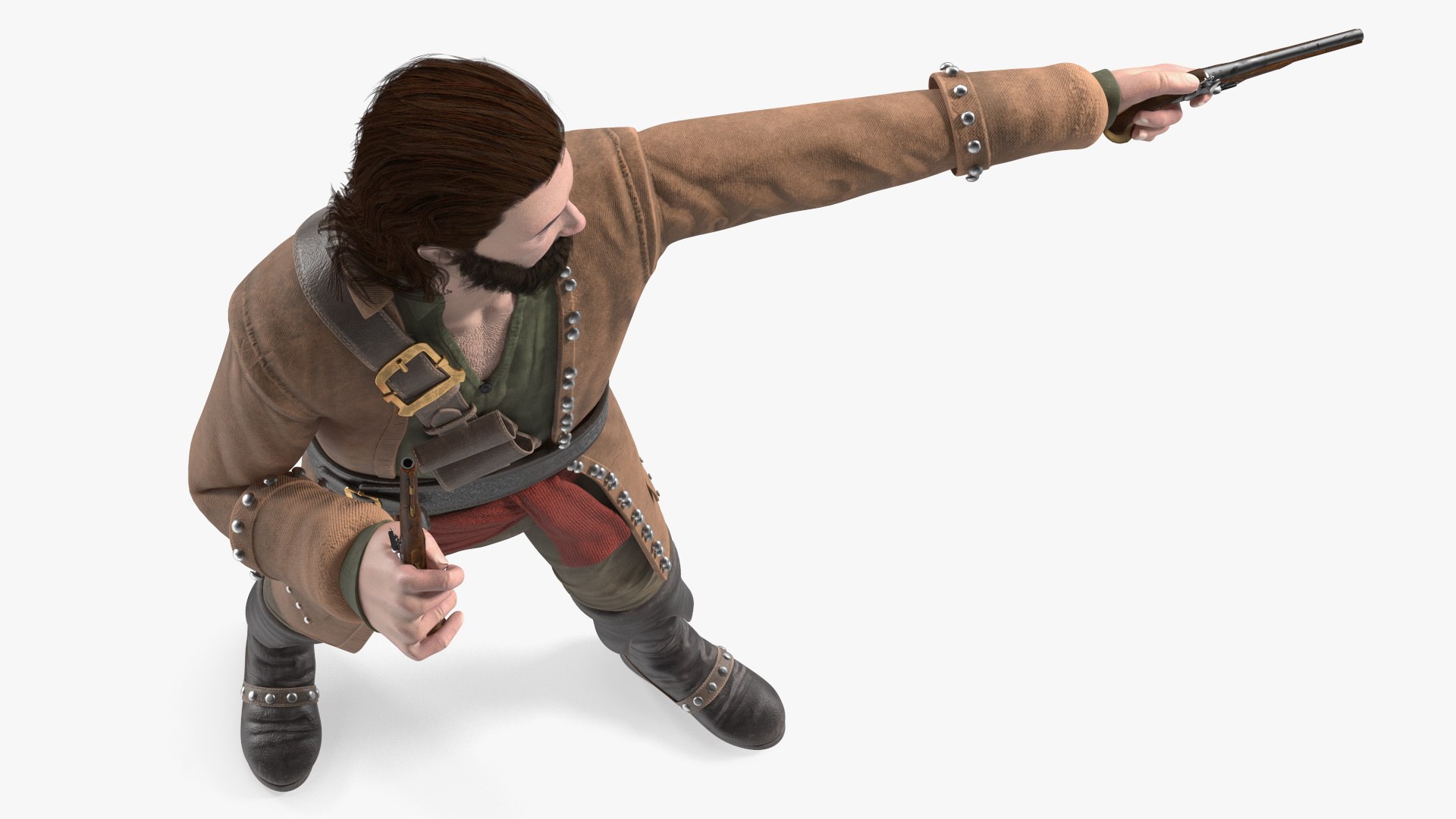 3D Rogue Pirate Man With Pistols Model - TurboSquid 2193415