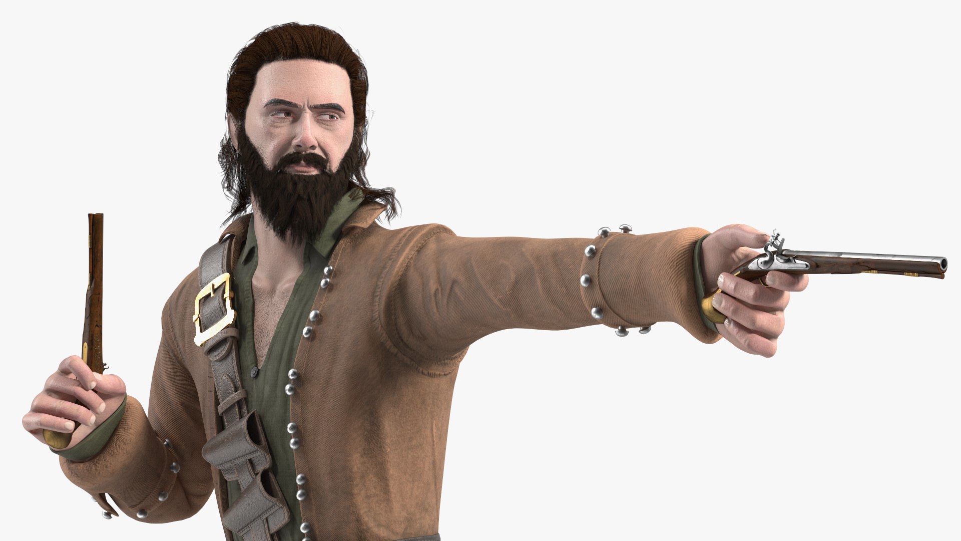 3D Rogue Pirate Man With Pistols Model - TurboSquid 2193415