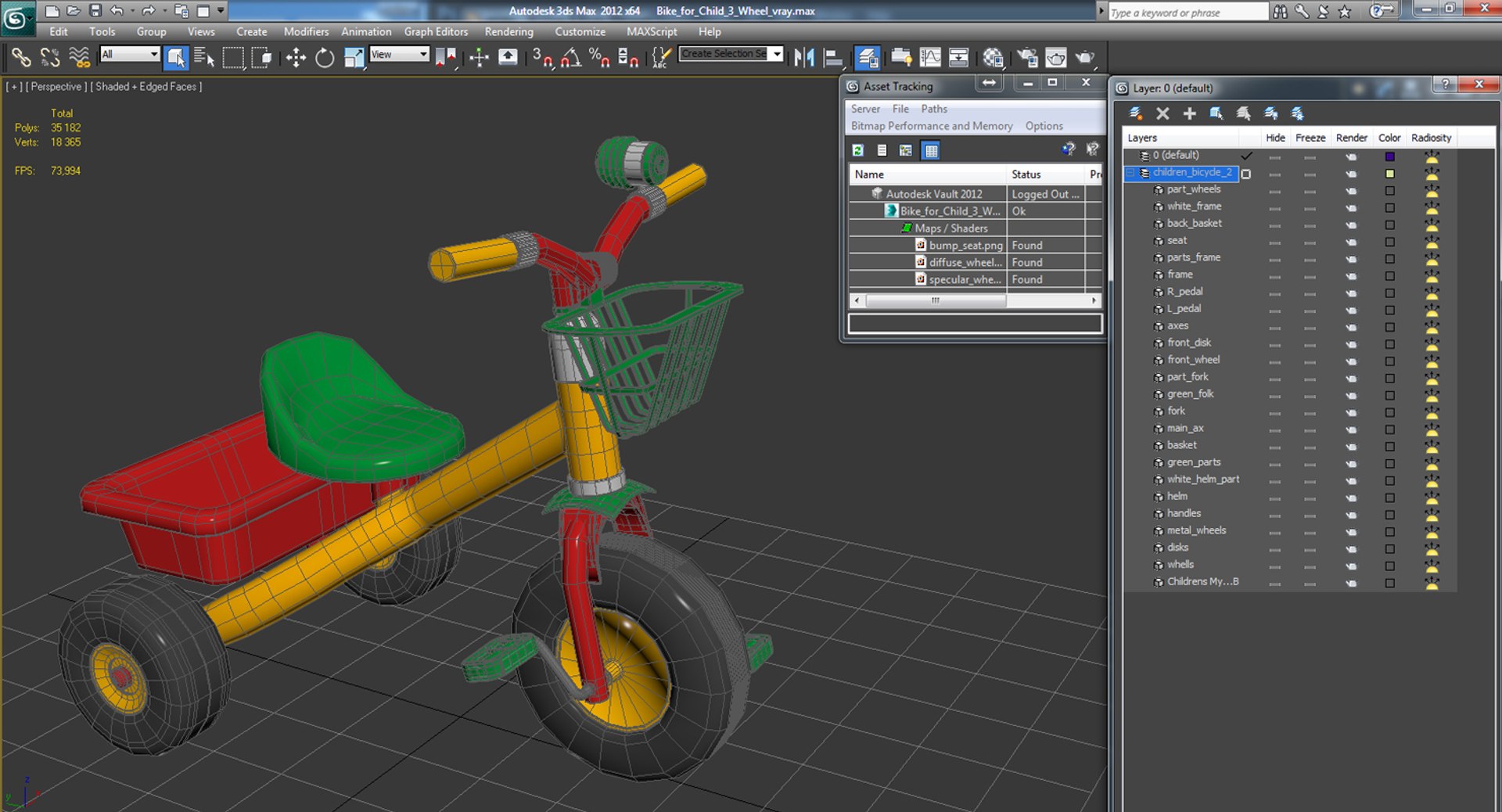 Bike Child 3 Wheel Model - TurboSquid 1216851