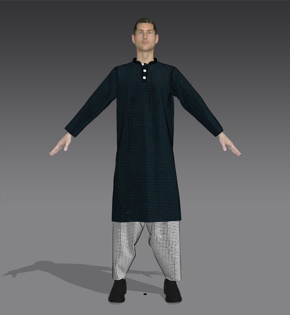 Free 3D Kurta Shalwar - TurboSquid 1454560