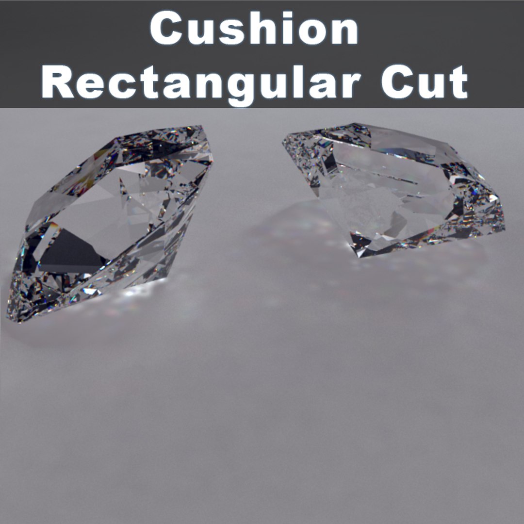 3d cushion rectangular cut diamond model