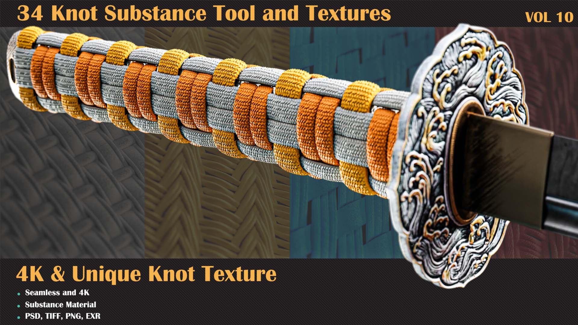 3D 34 Tileable Knot Pattern - VOL 10 - TurboSquid 2266253