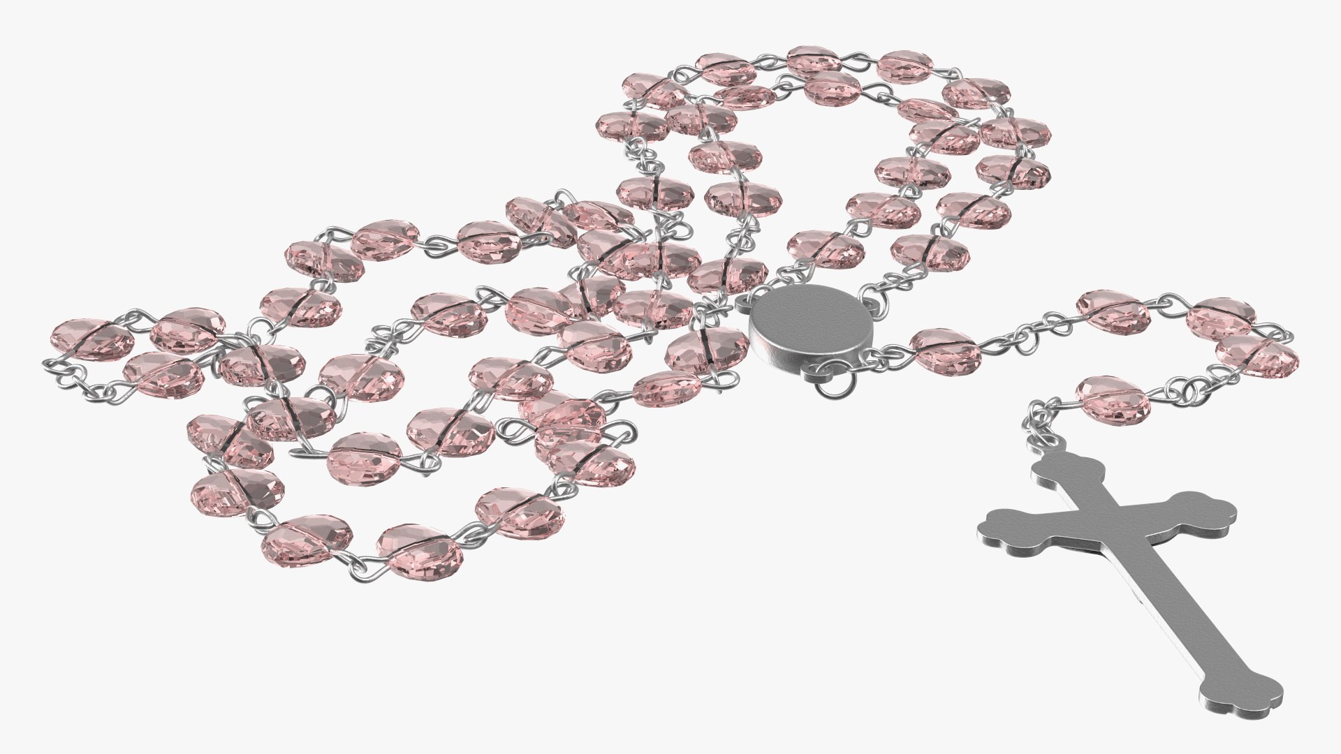 Religious Rosary Beads With Crucifix Pink 3D Model - TurboSquid 2185666