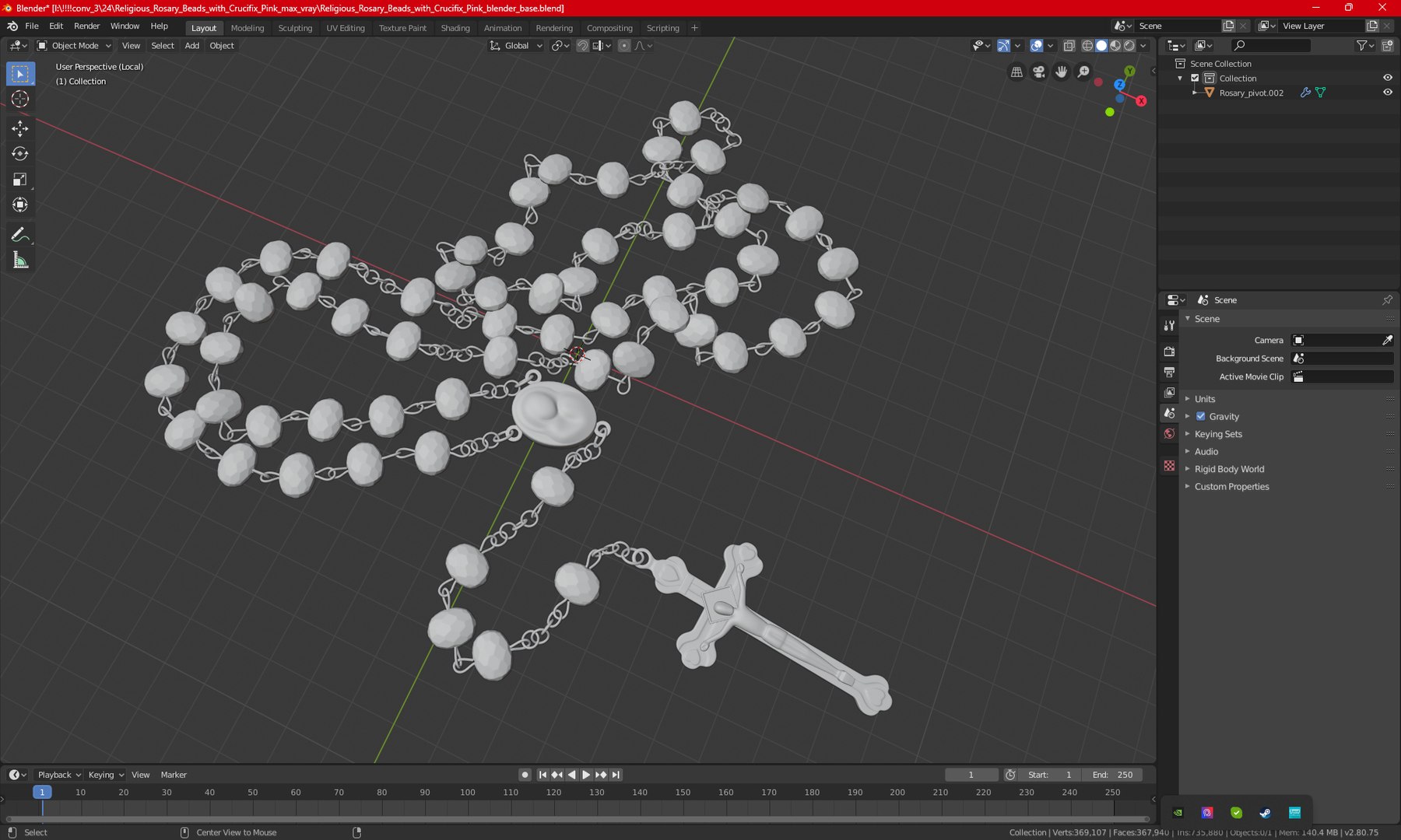 Religious Rosary Beads With Crucifix Pink 3D Model - TurboSquid 2185666