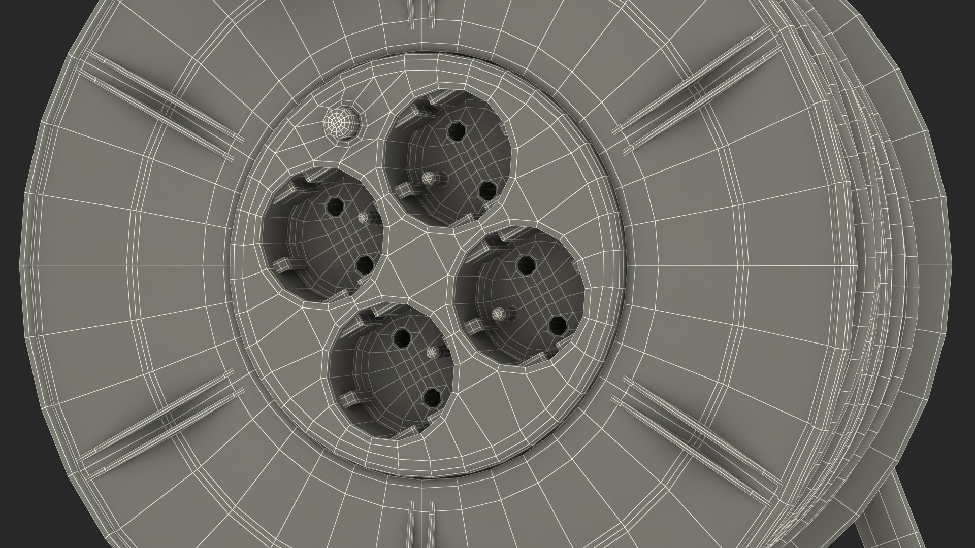 3D Retractable Extension Cord Reel with Electric Outlets model ...