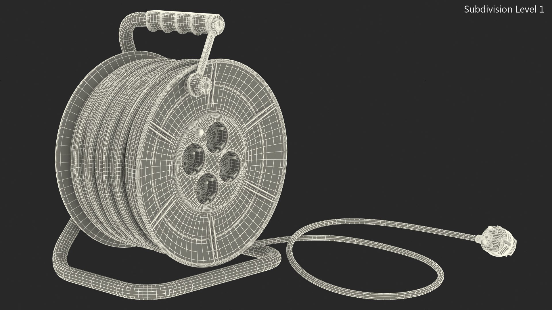 3D Retractable Extension Cord Reel with Electric Outlets model ...