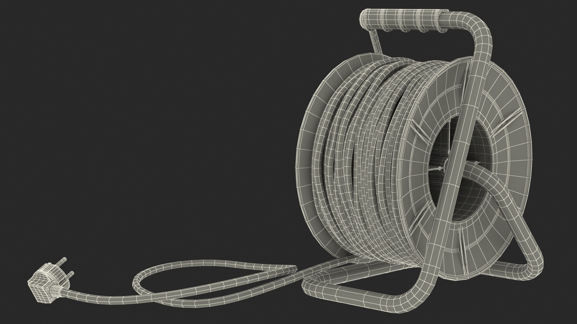 3D Retractable Extension Cord Reel with Electric Outlets model ...