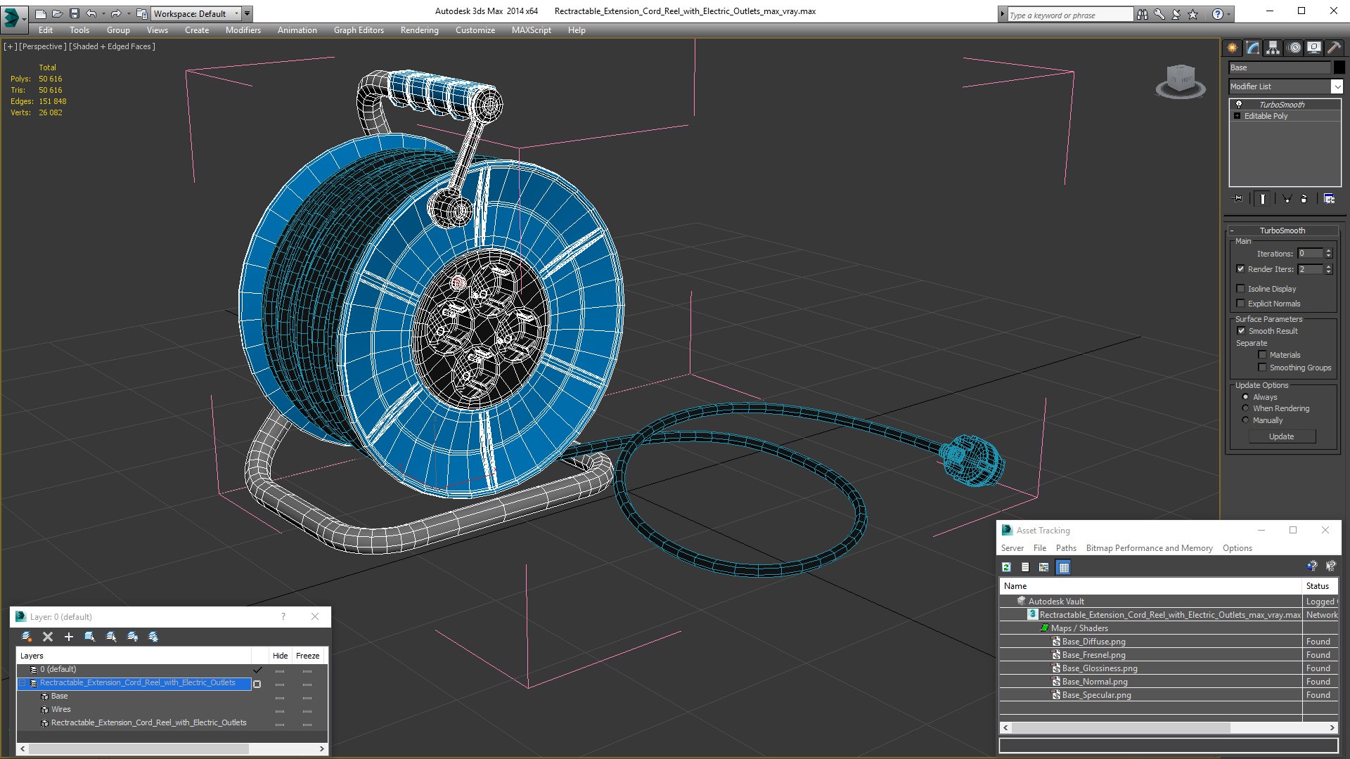 3D Retractable Extension Cord Reel with Electric Outlets model ...