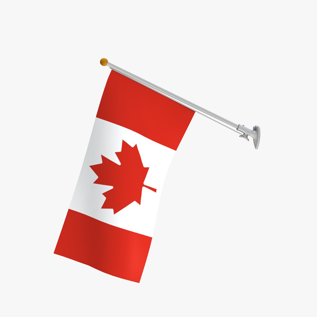 3D Canada Flag on 70 Degree Pole - TurboSquid 2090883