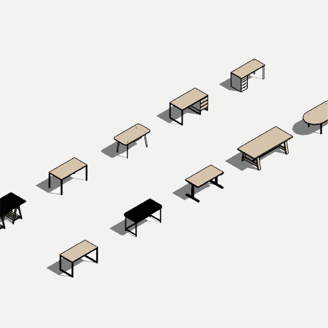 3D Model Tables - Pack Of Revit Families - TurboSquid 2151438