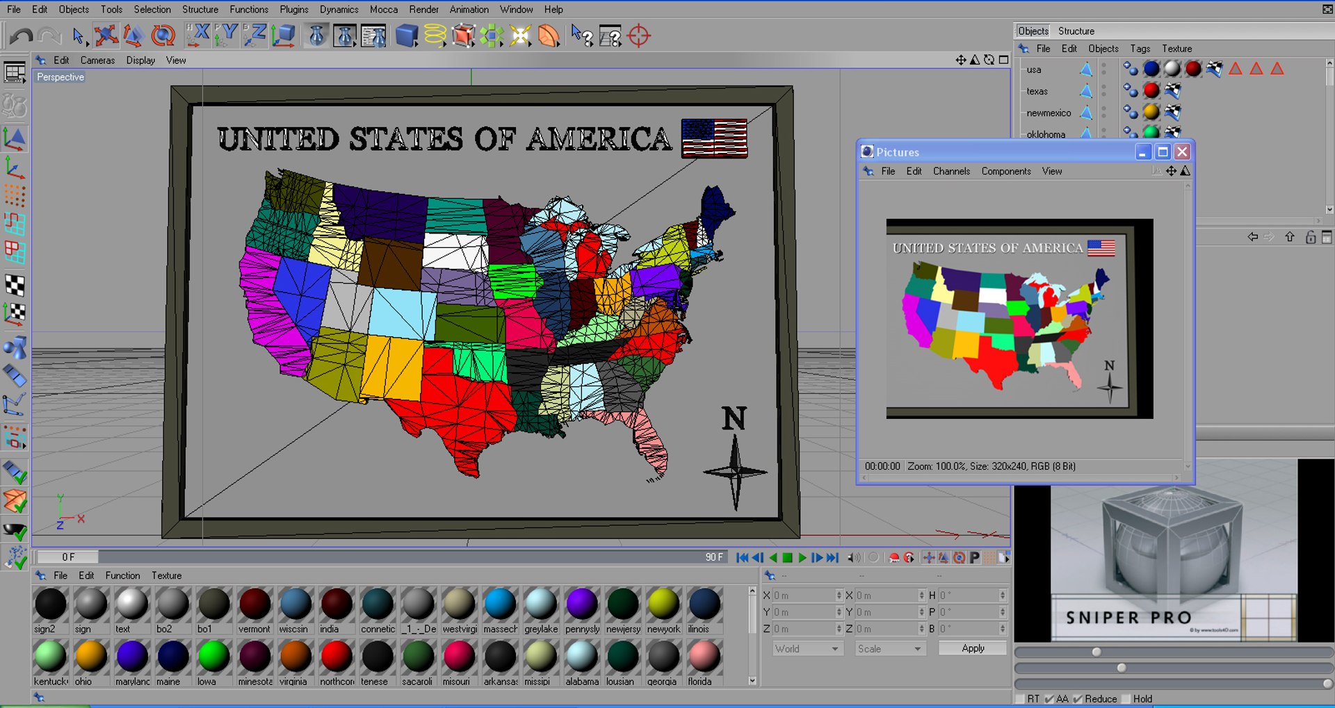 3d Model Geopolitical America Globe