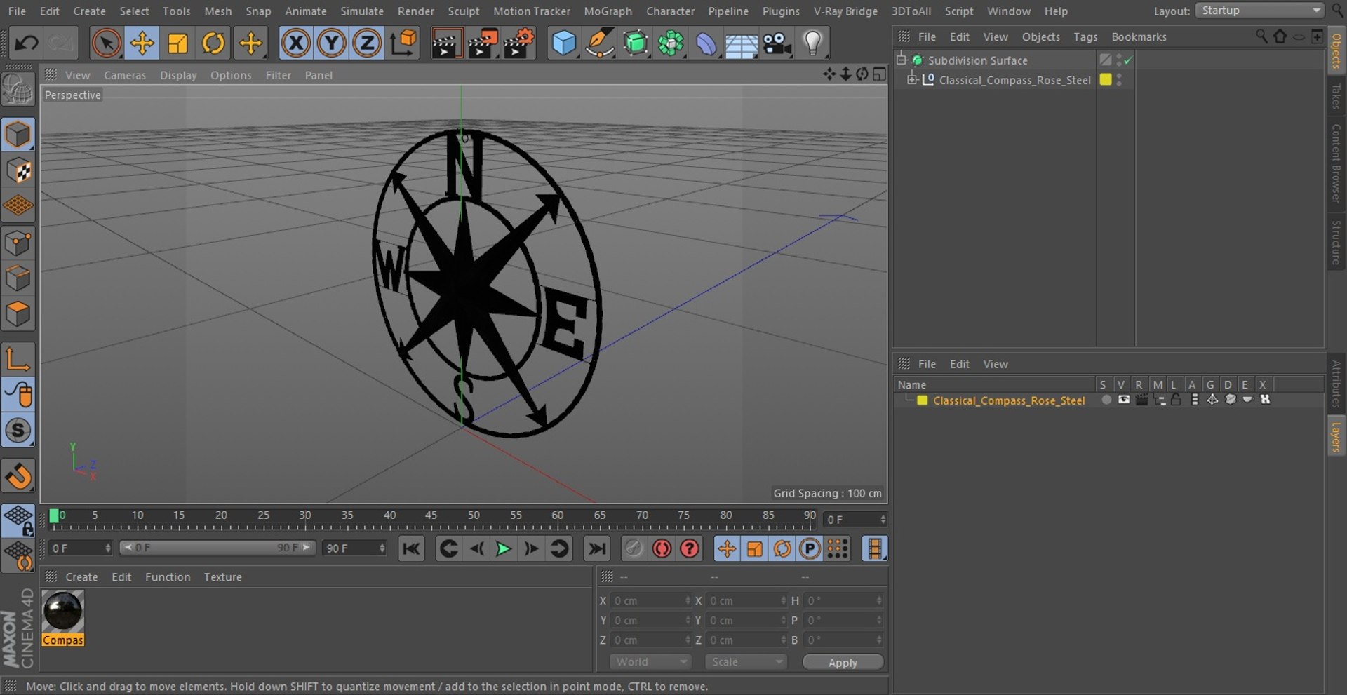 3D model Classical Compass Rose Steel - TurboSquid 1832619