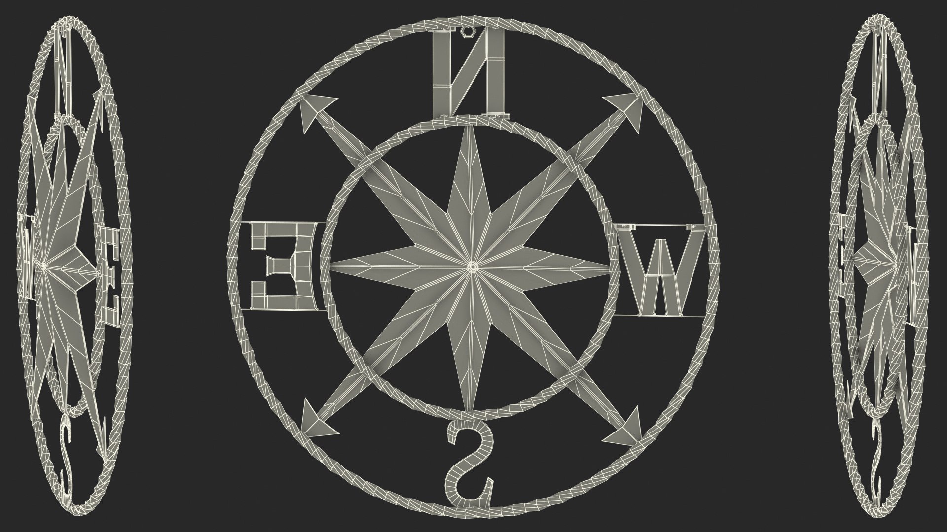 3D model Classical Compass Rose Steel - TurboSquid 1832619