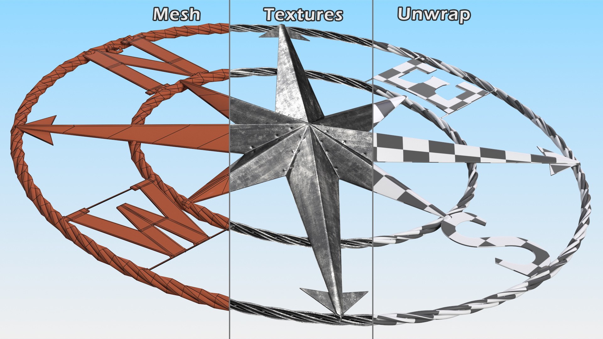 3D model Classical Compass Rose Steel - TurboSquid 1832619