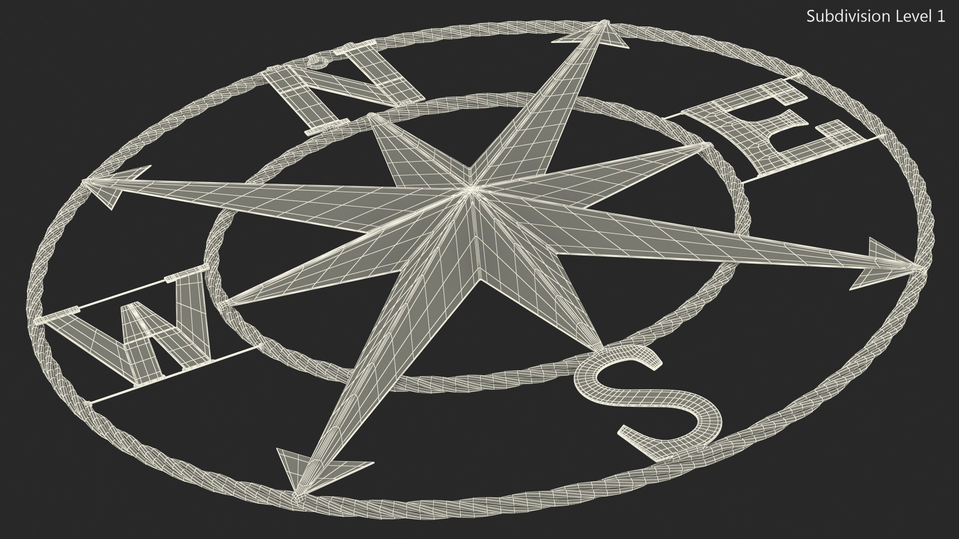 3D model Classical Compass Rose Steel - TurboSquid 1832619