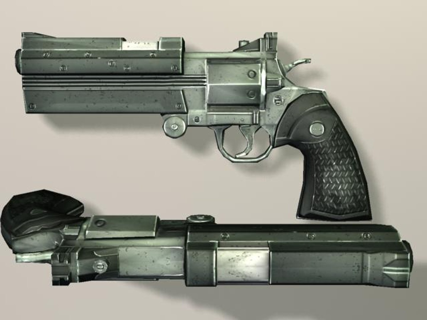 High-tech Revolver 3d Model