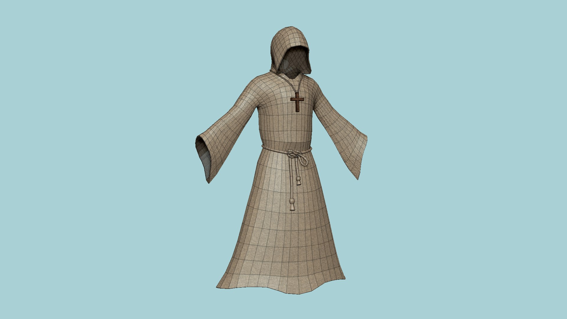 3D Model Priest Outfit A02 Light Brown - Character Clothing Design ...