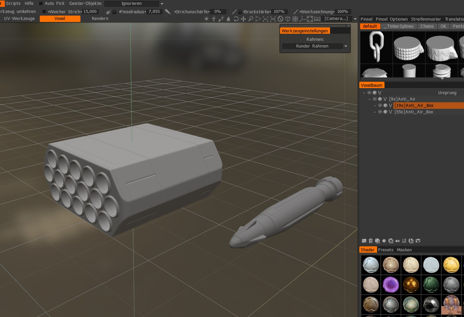 3d rocket battery model
