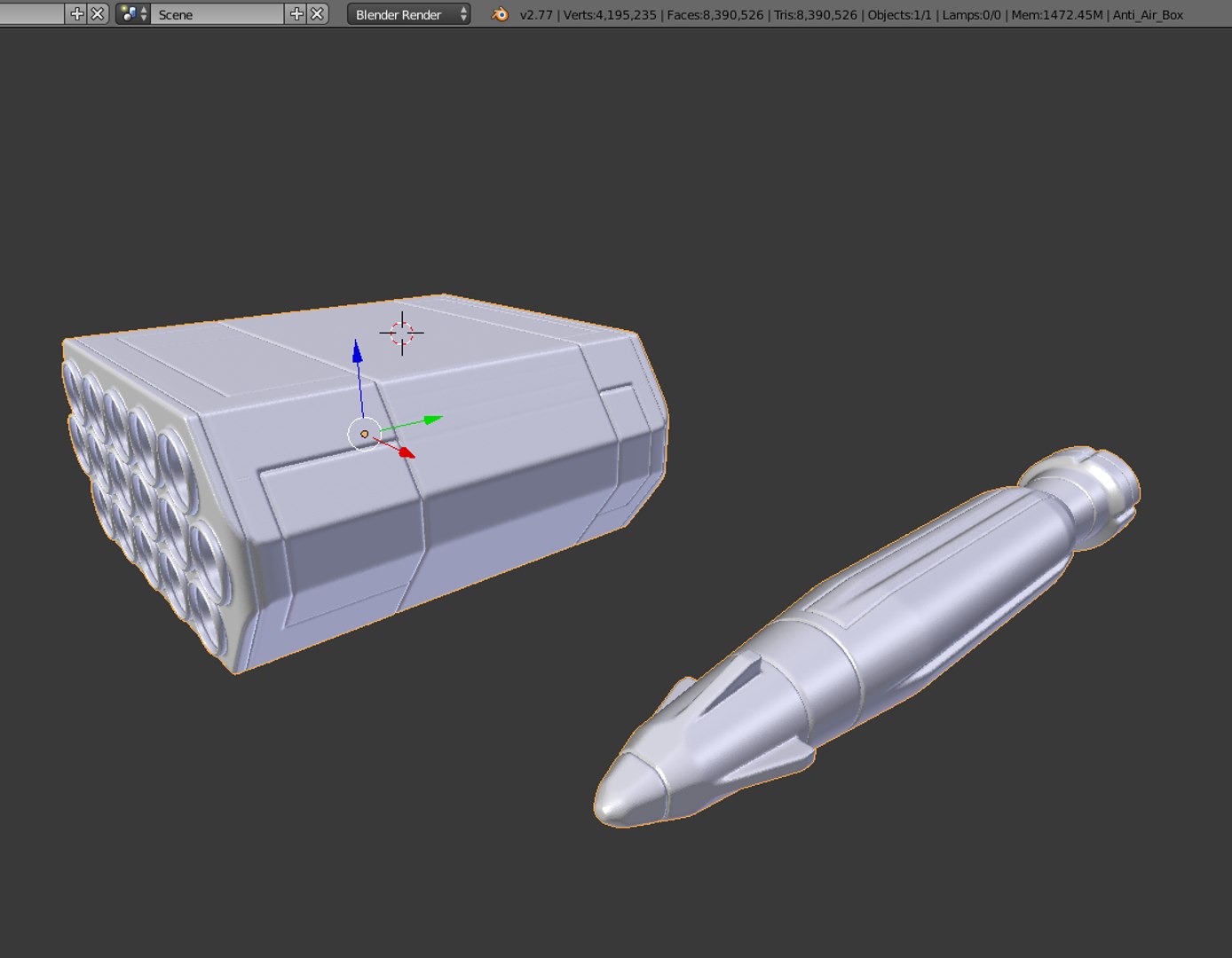 3d rocket battery model