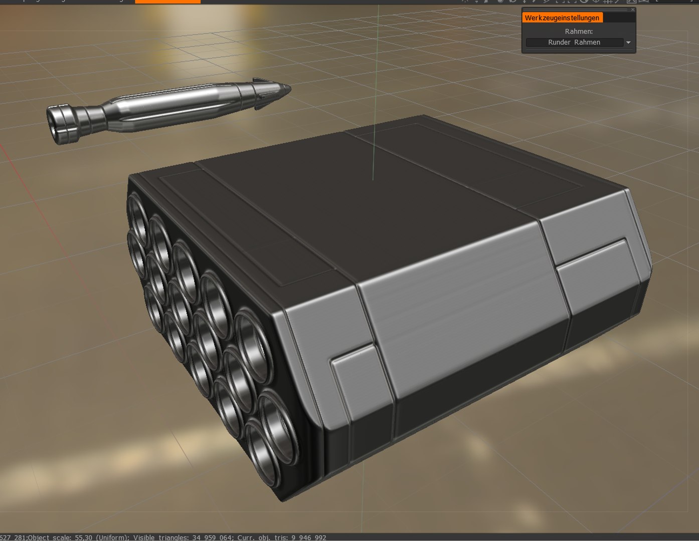 3d rocket battery model