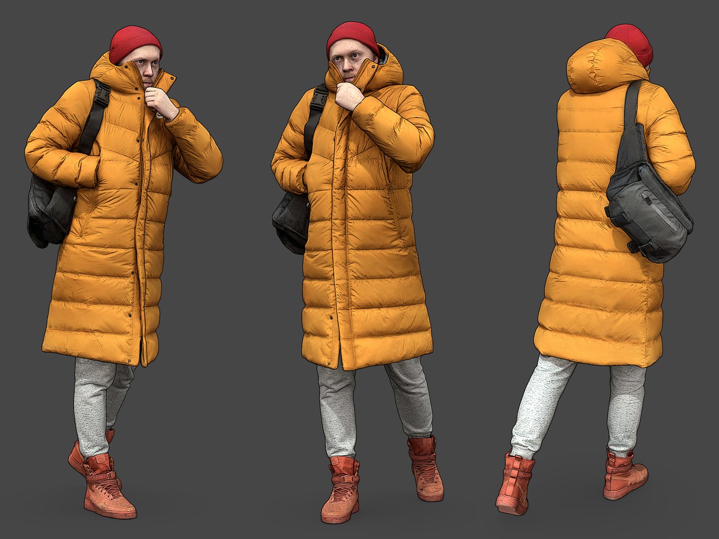 3D Model Stylized Man Walking In Yellow Jacket - TurboSquid 1723837