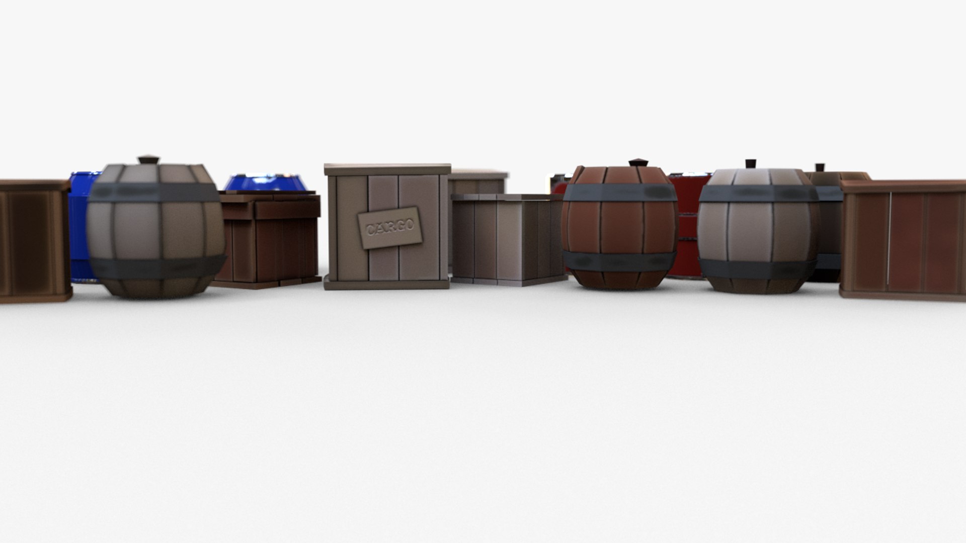 3D Box Barrel Cartoon Pack - TurboSquid 1330100