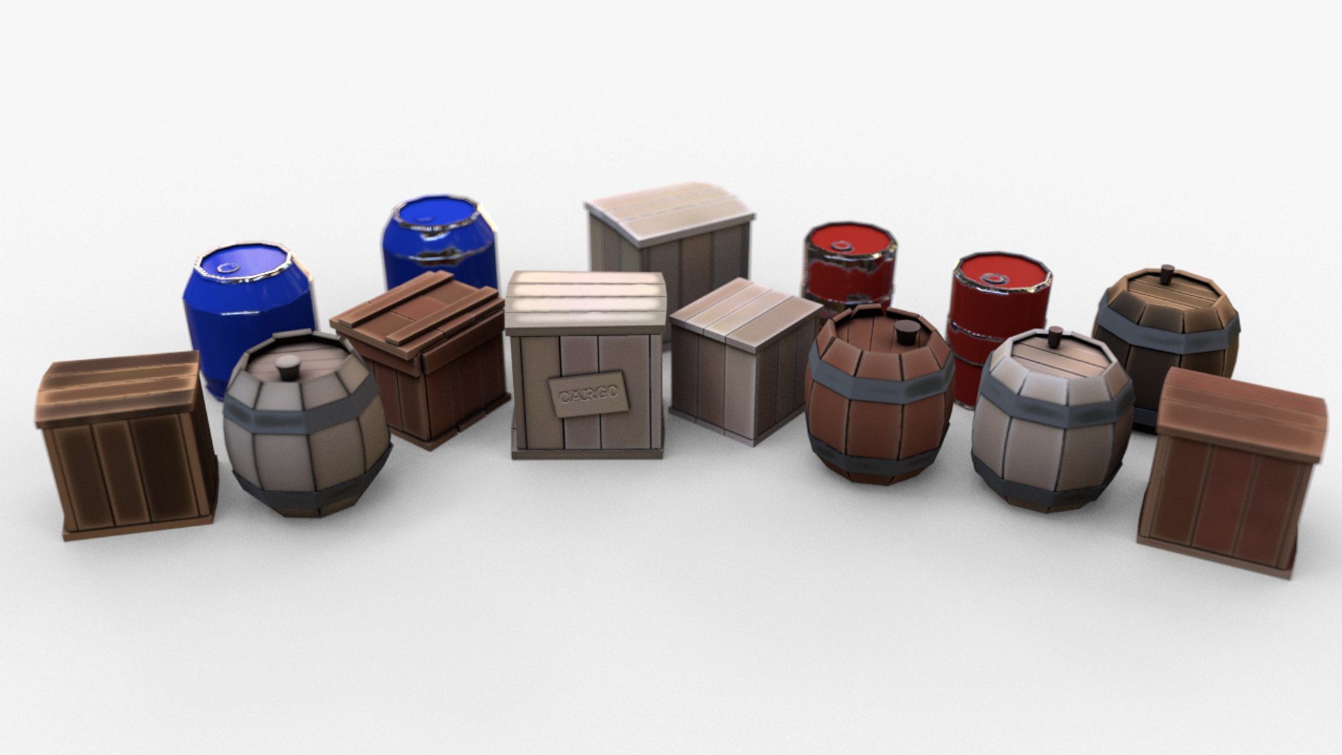 3D Box Barrel Cartoon Pack - TurboSquid 1330100