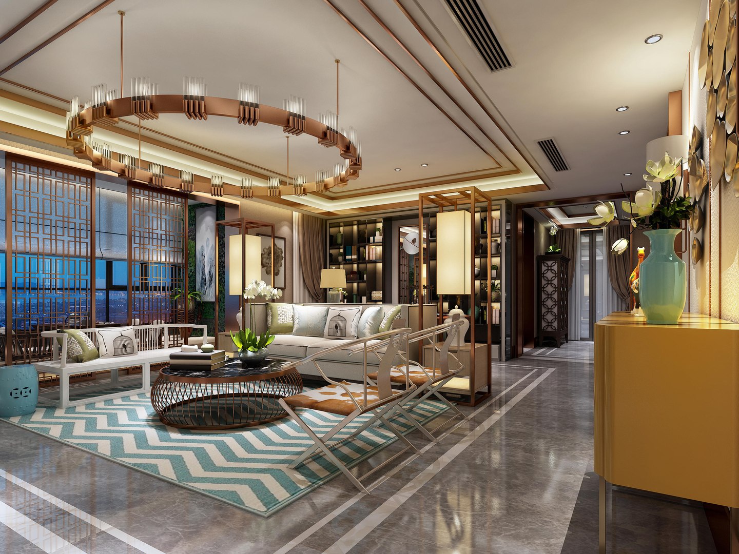 New Chinese Style Living Room With Chandelier 3D - TurboSquid 2024430