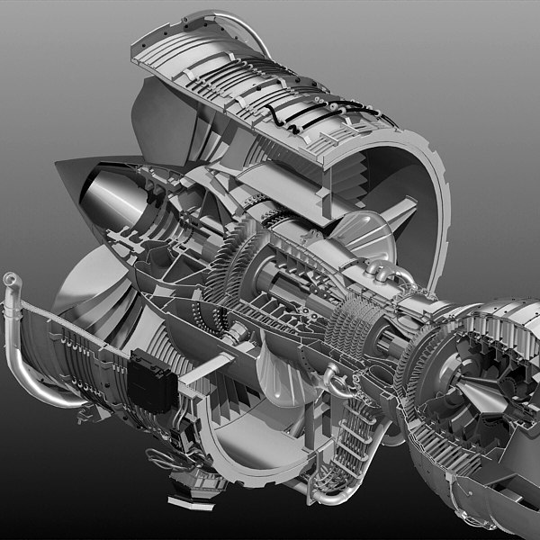 3d jet engine cutaway model