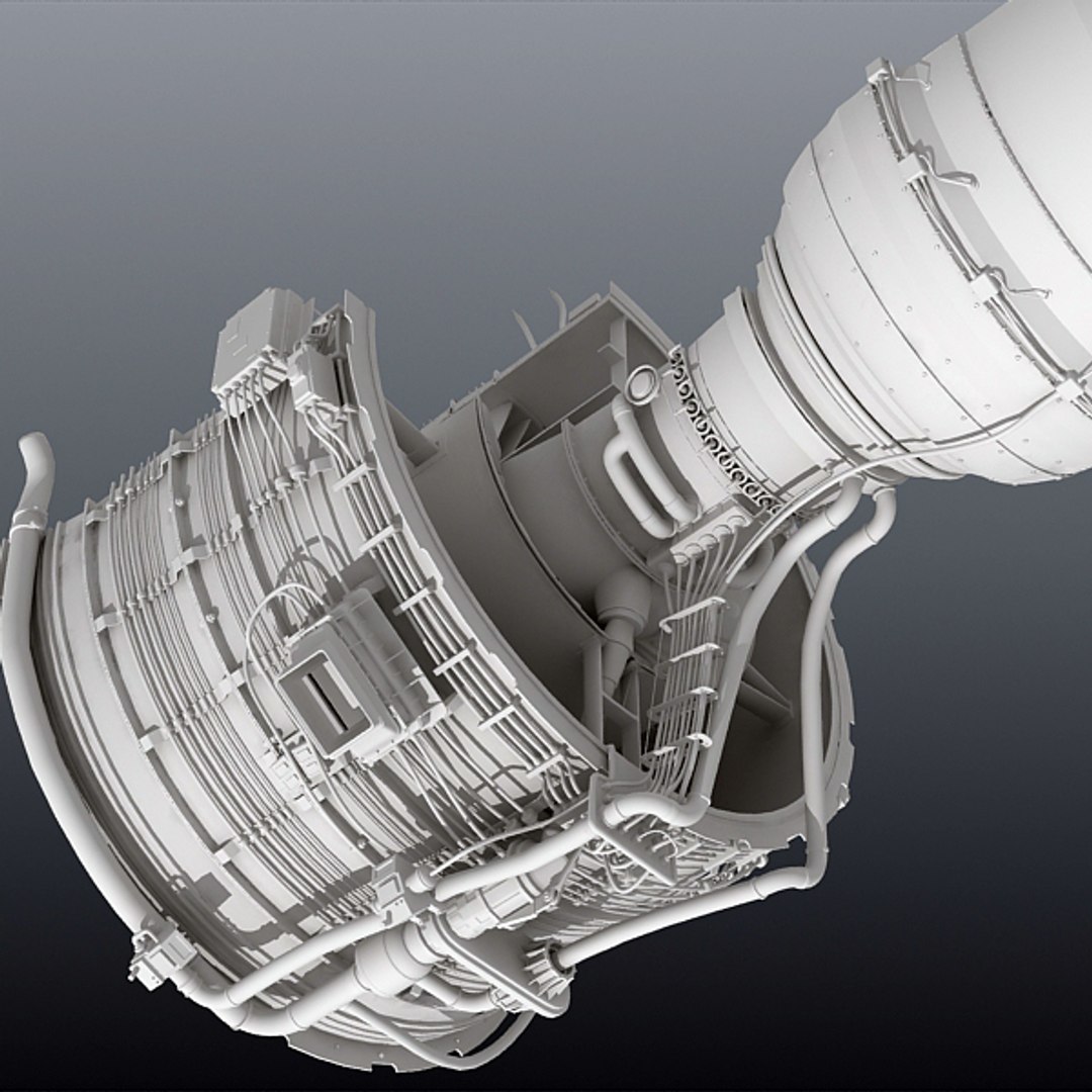 3d jet engine cutaway model