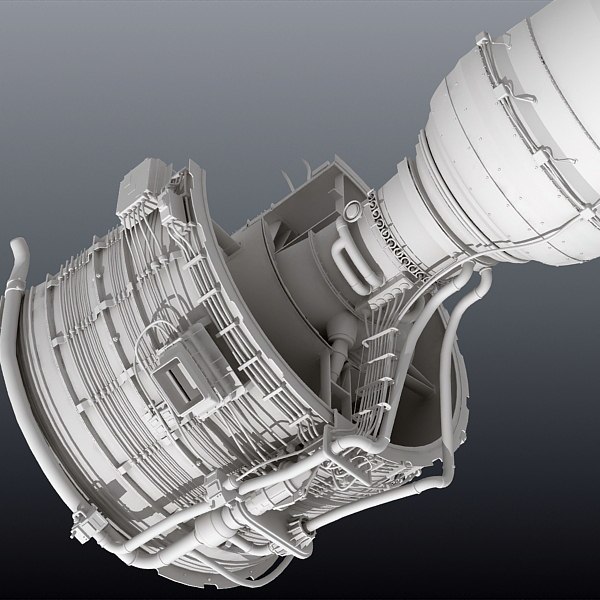 3d jet engine cutaway model